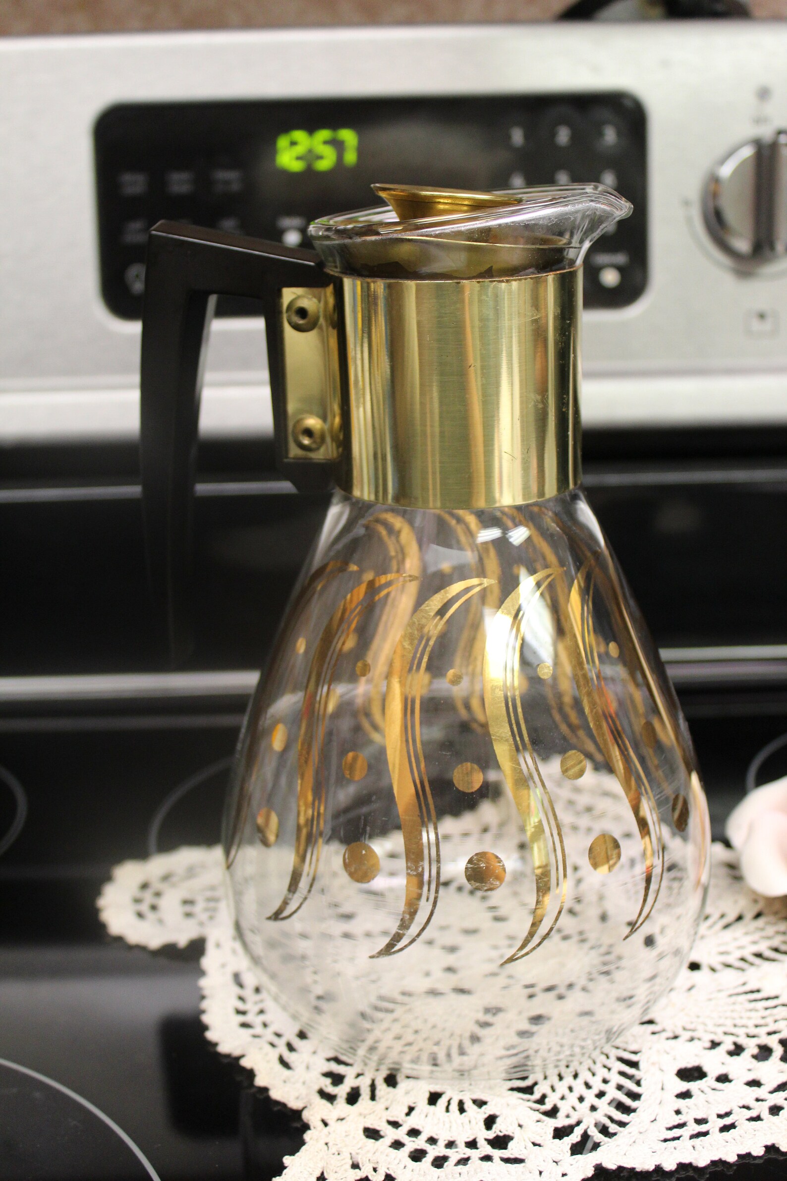 Vintage Gold Swirl & Dot Glass Coffee Pot, 9", 1960's B54 - Etsy