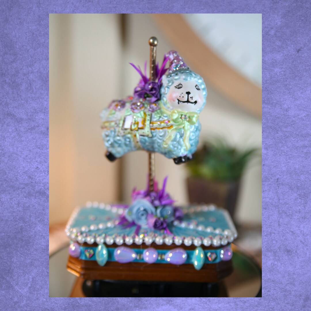 Vintage Porcelain Sheep Carousel Horse, Musical, 8", Hand Painted, Hand ...