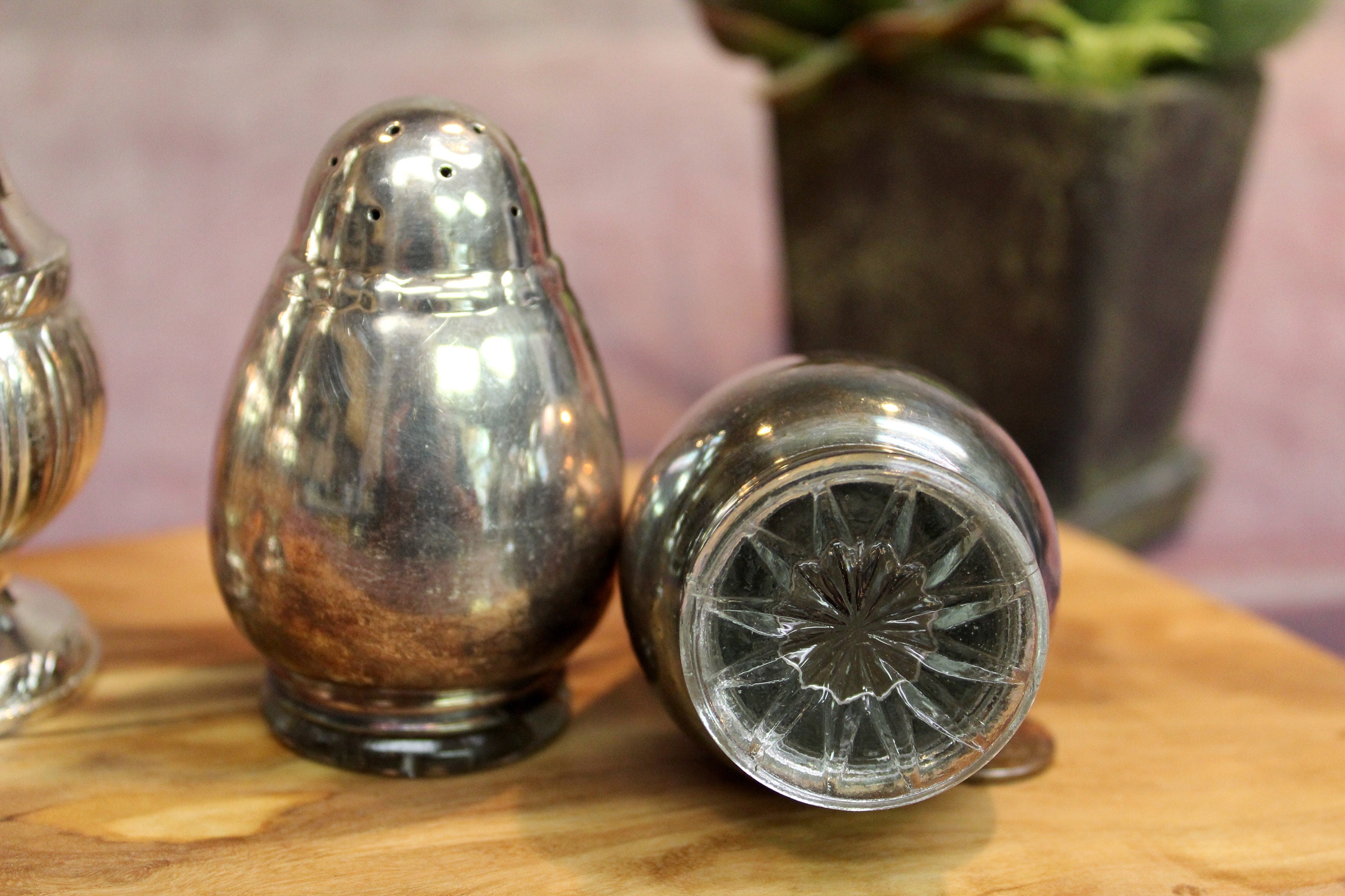 Vintage 2 Pair Set of Silver Plate Salt & Pepper Shakers, Luraline 4.5 ...