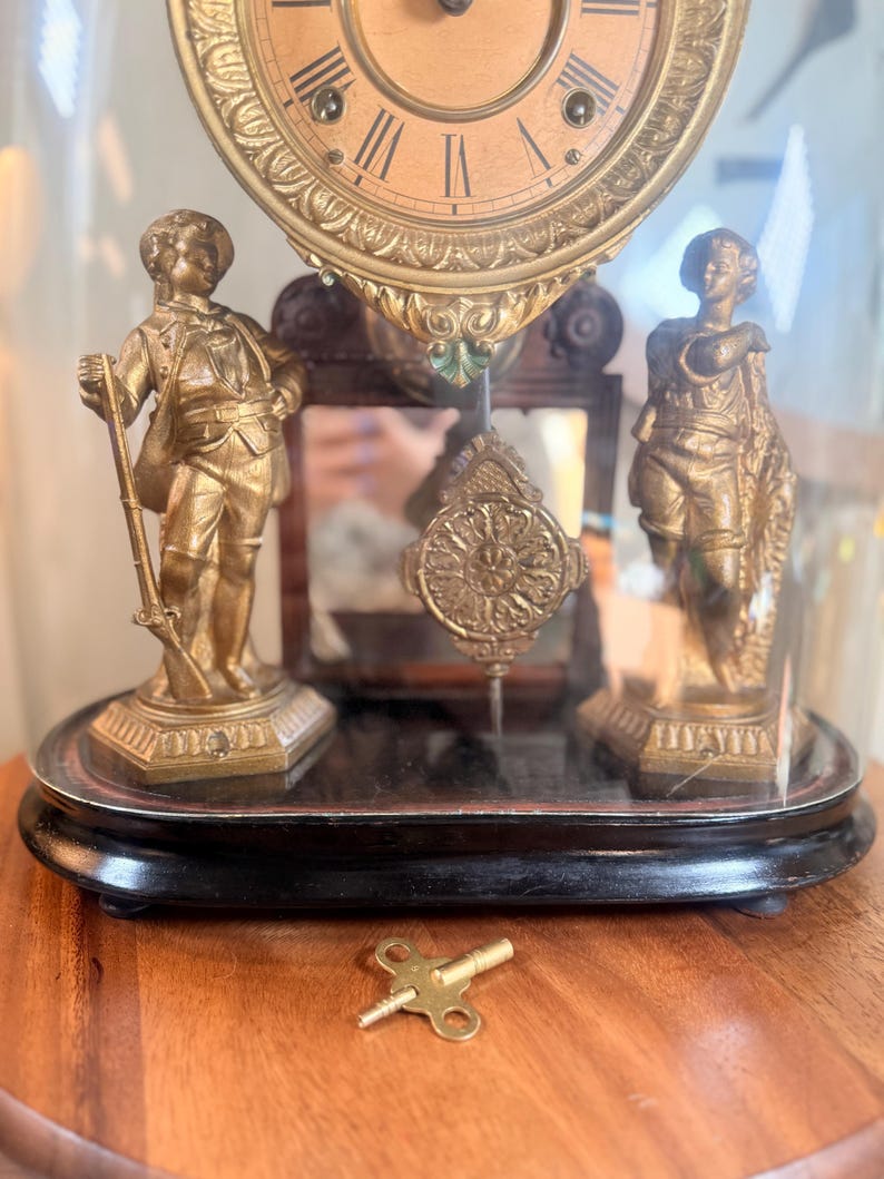Antique, Ansonia, Crystal Palace, Oval Glass Dome, Anniversary Clock ...