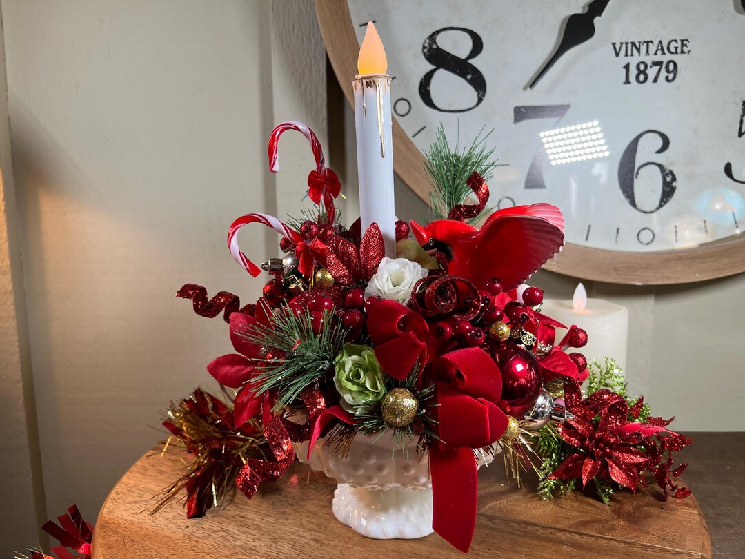 Vintage, Christmas, Porcelain Cardinal Bird, With Light up Candle ...