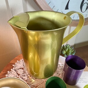 Vintage MCM Aluminum Pitcher Set Six, 3 Cups, Pitcher, 2 Bowls, Multi ...