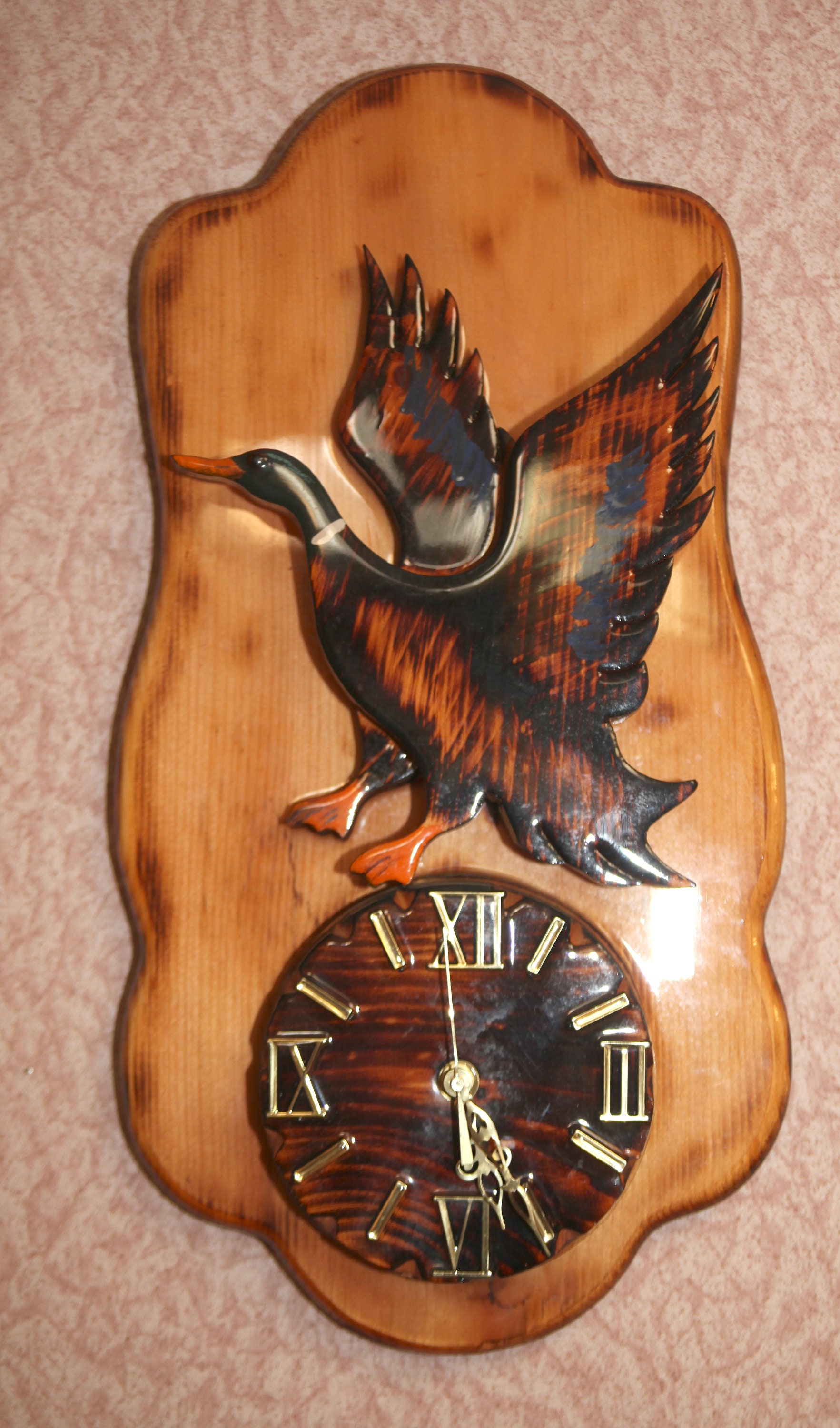 Vintage Mallard Duck Clock Wood Handmade Wall Hanging | Etsy