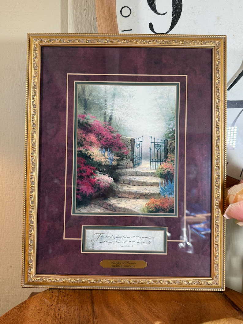 Vintage, Thomas Kinkade, Original, Antique Gold, Framed Print, "garden ...
