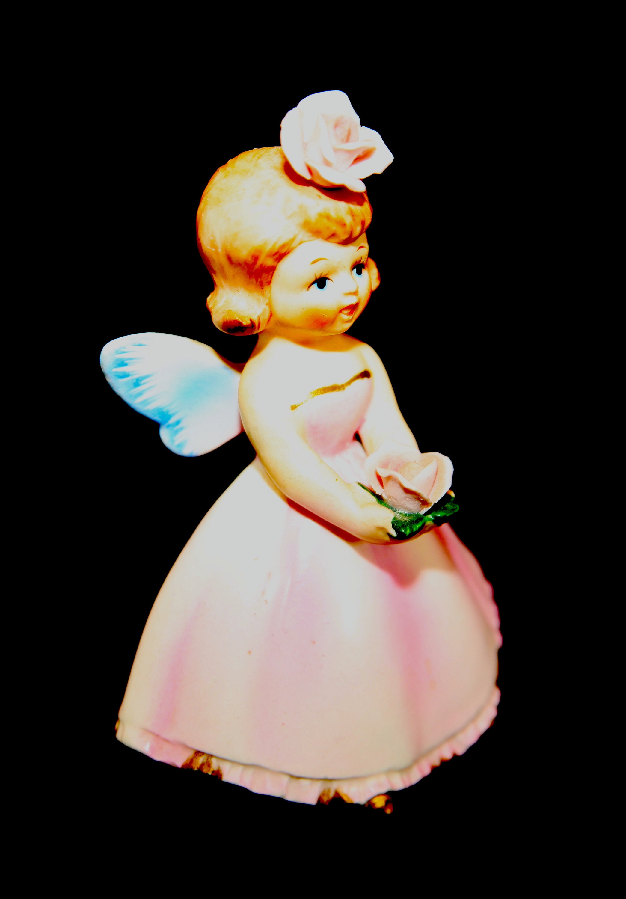 Vintage Lefton Porcelain Fairy Angel Girl With Wings Pink | Etsy