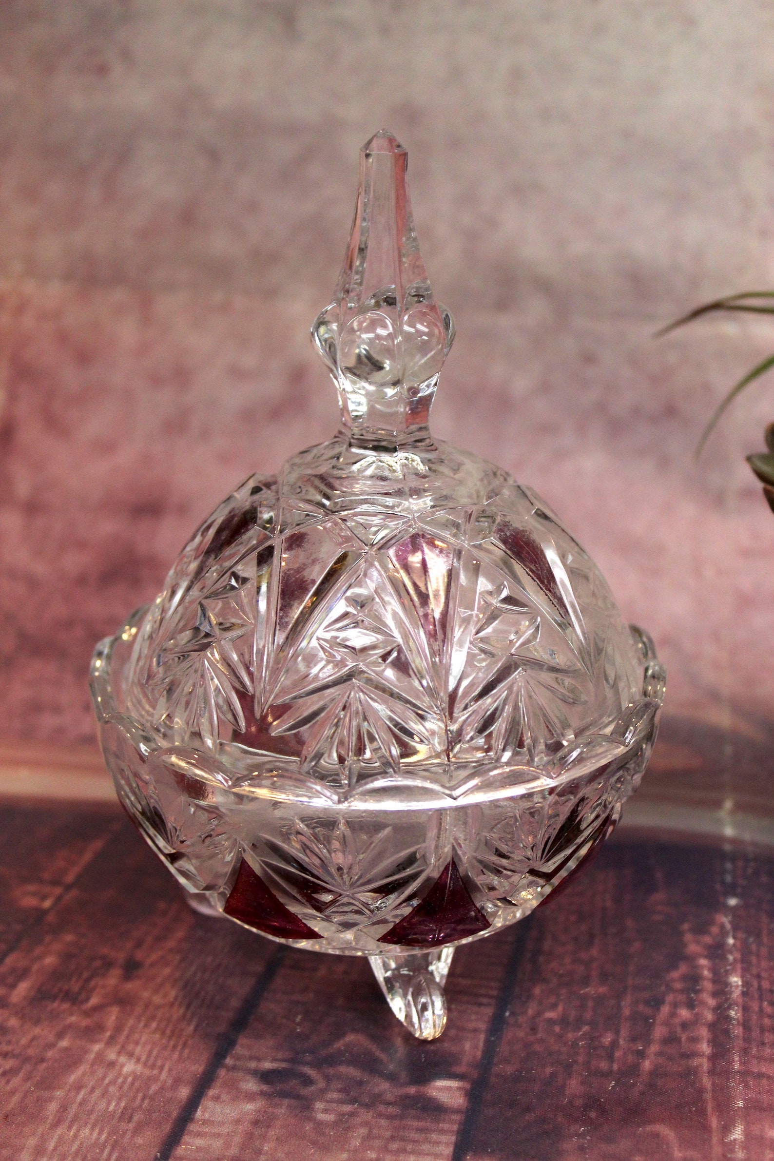 Vintage Crystal Ball Shape 3 Footed Covered Candy Dish - Etsy