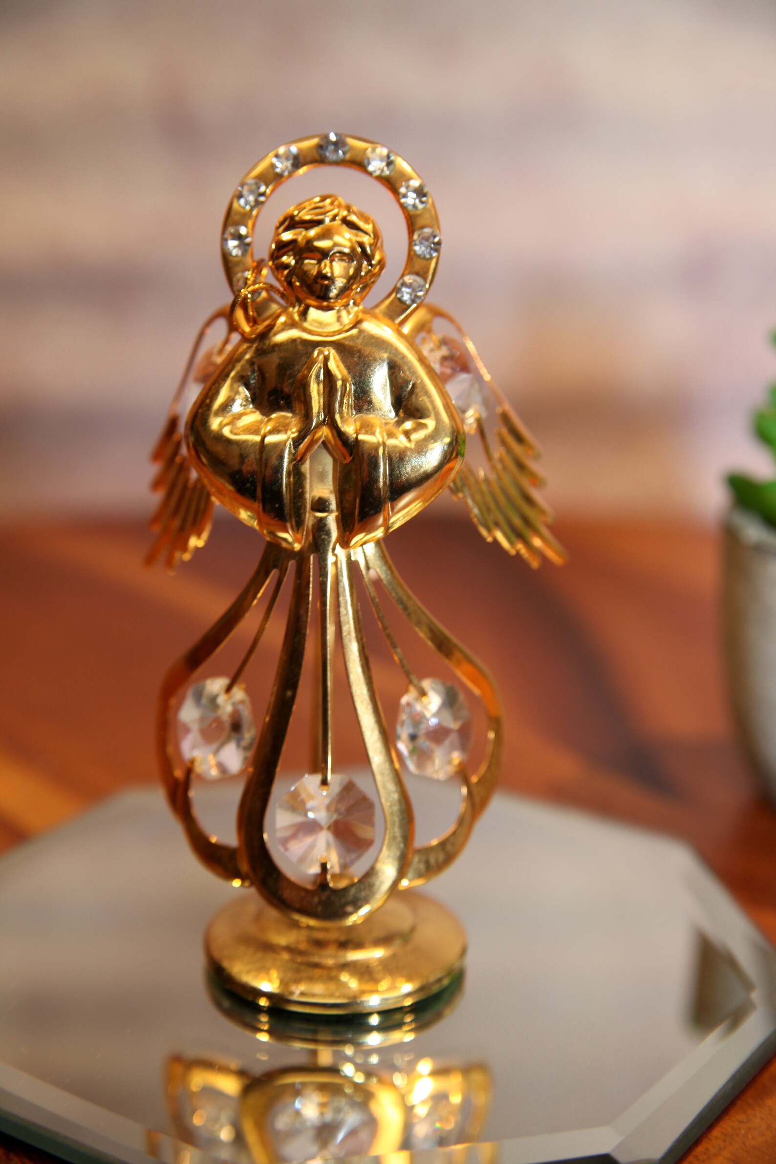 24K GOLD PLATED Genuine Austrian Crystal Millennium Angel Figurine ...
