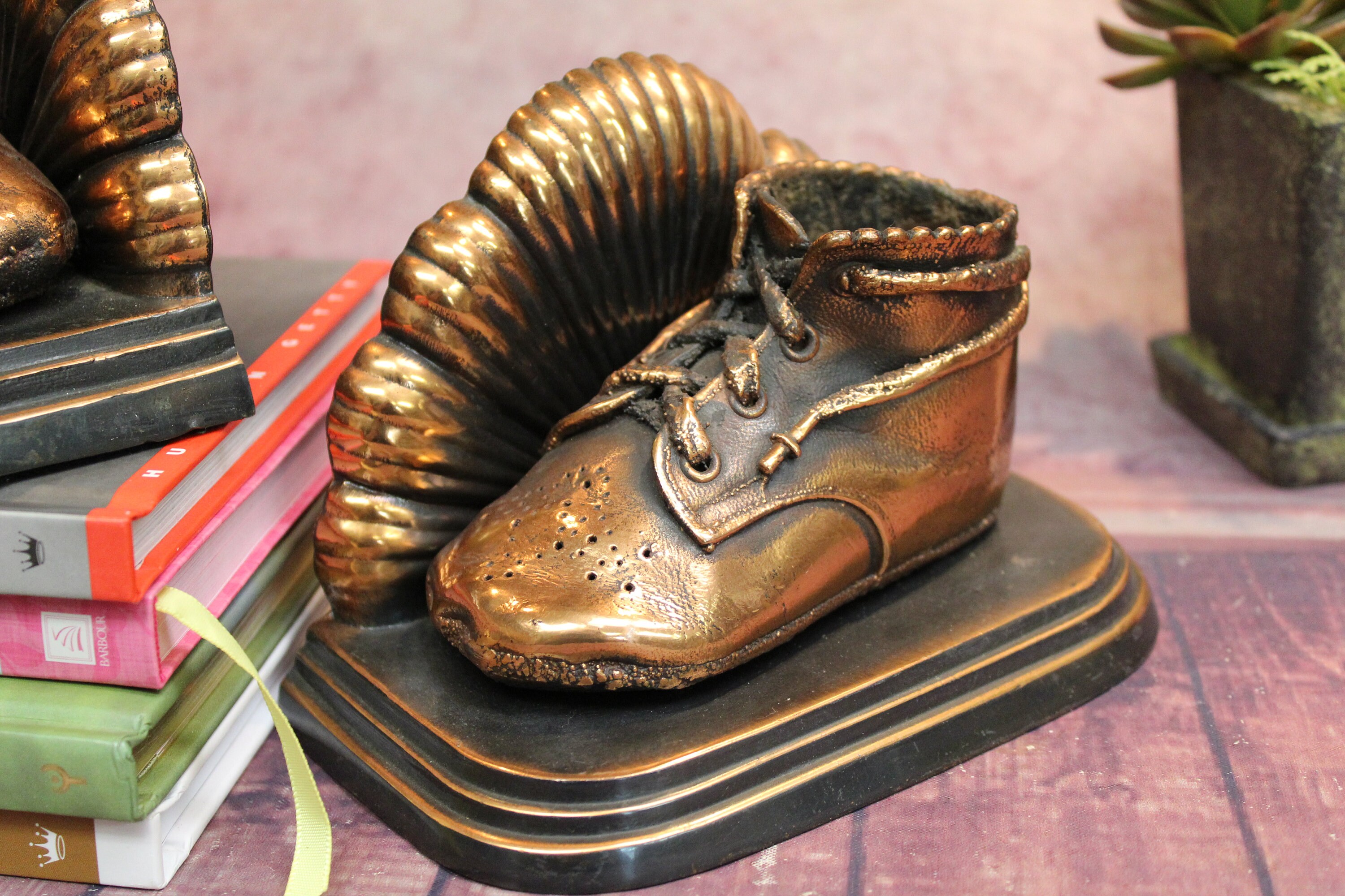 Antique Baby Shoe Bronze Bookends 6 1940's | Etsy