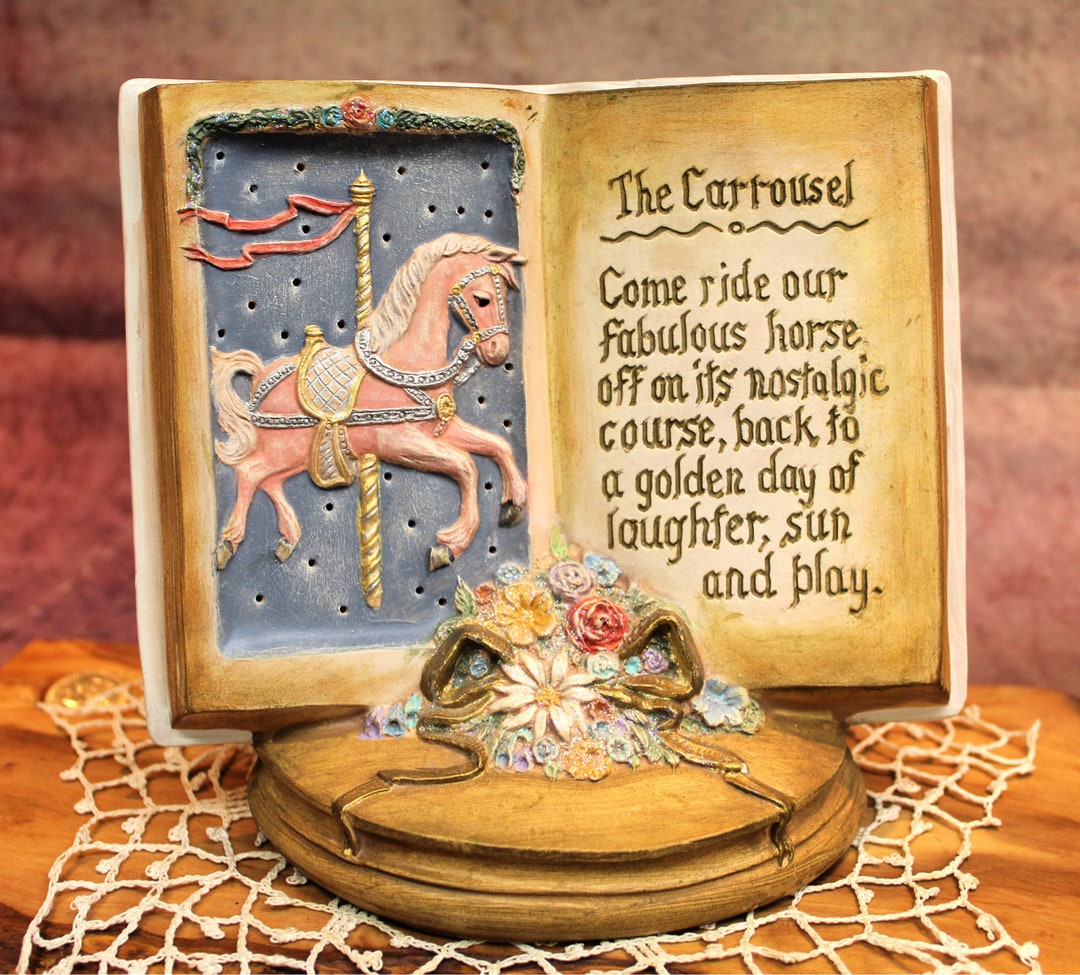 Vintage Ceramic Musical, the Carousel Book, 7", 1980's, Japan B45-8-8 ...
