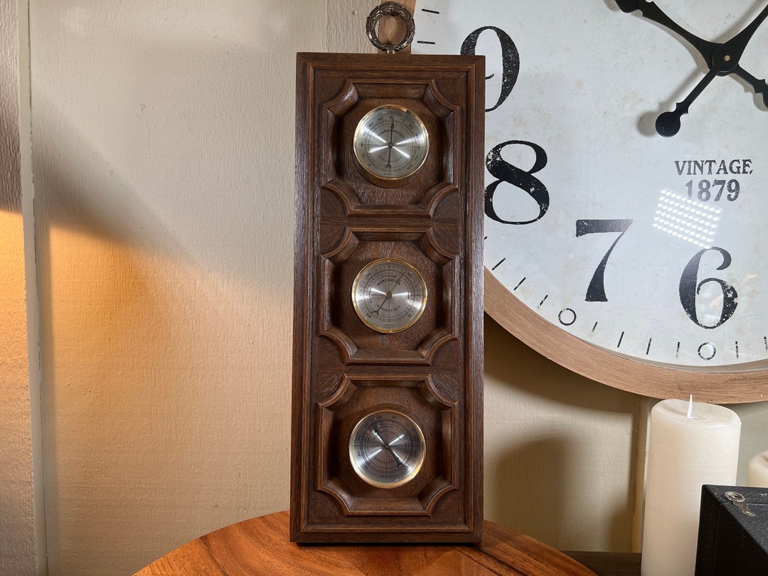Vintage, Wall Hanging, Springfield, 3 Gauge, Weather Station, Barometer ...