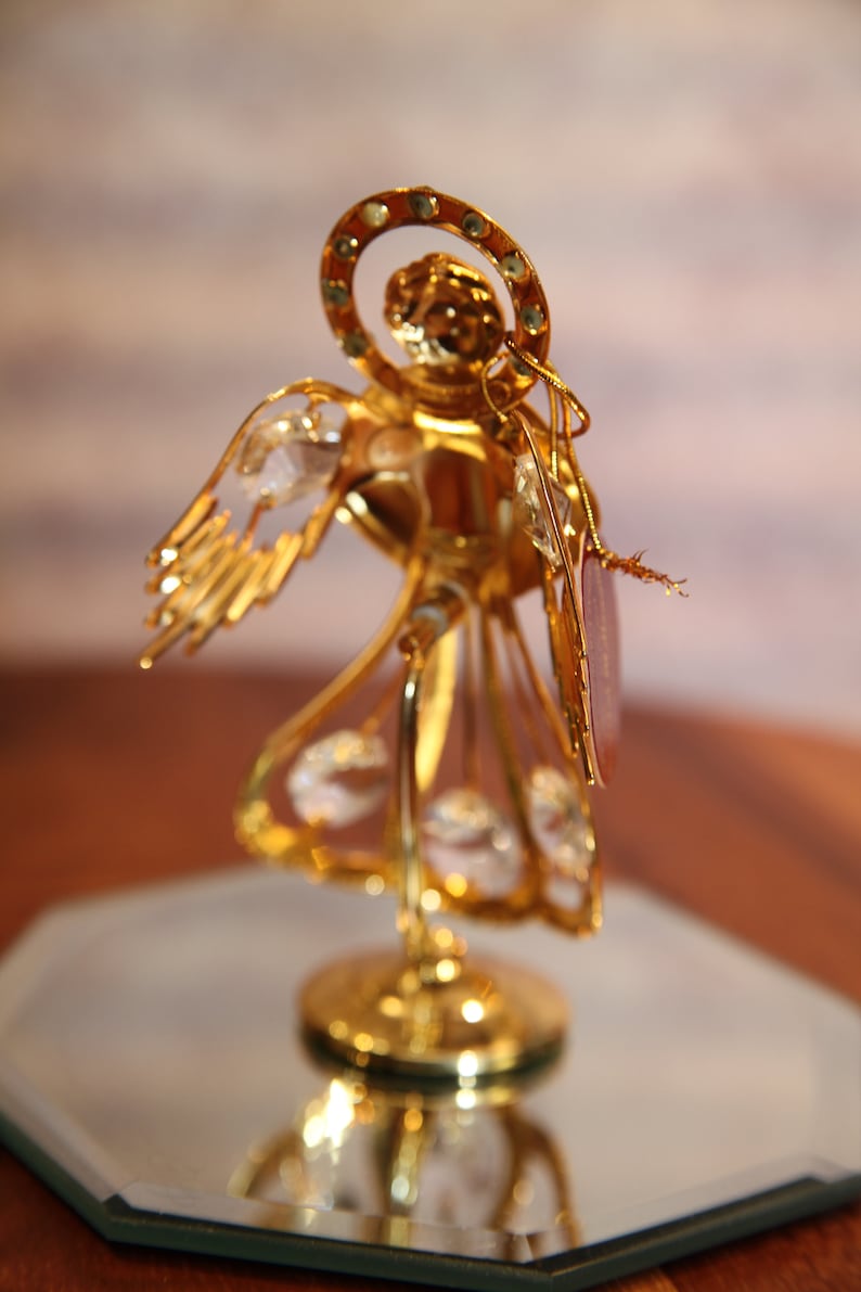 24K GOLD PLATED Genuine Austrian Crystal Millennium Angel | Etsy