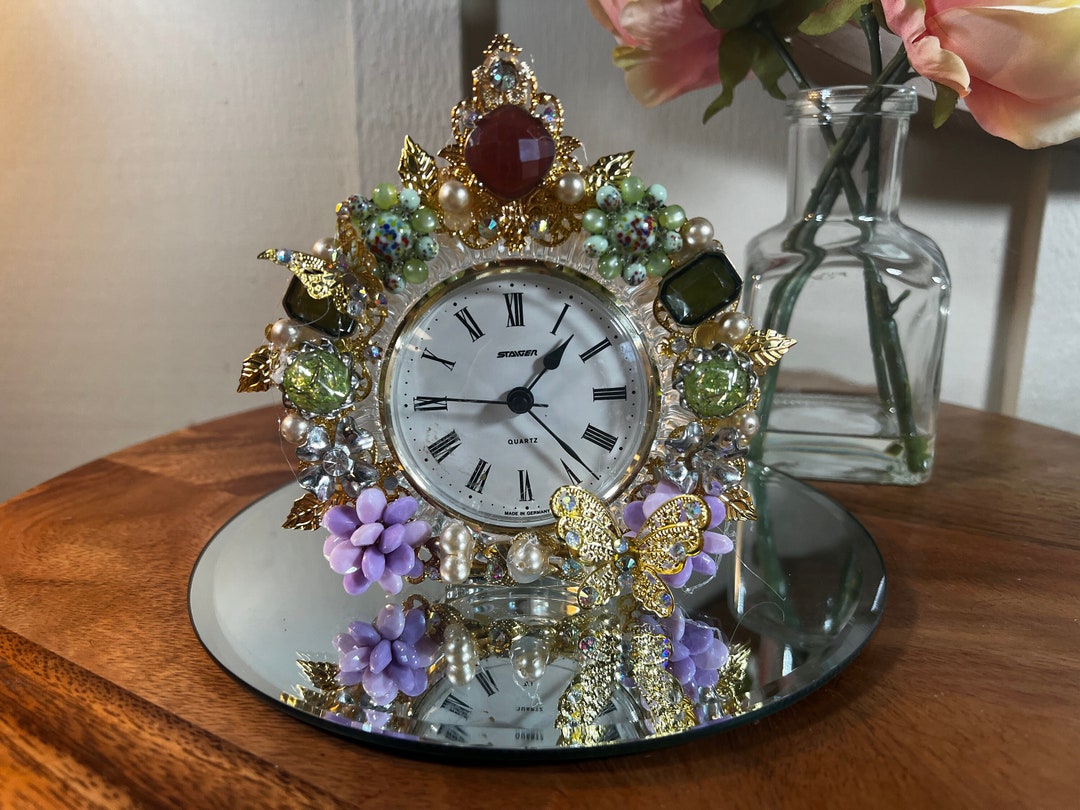 Vintage, Lead Glass, Crystal, SAWER Clock, Vintage Jewelry, Embellished ...
