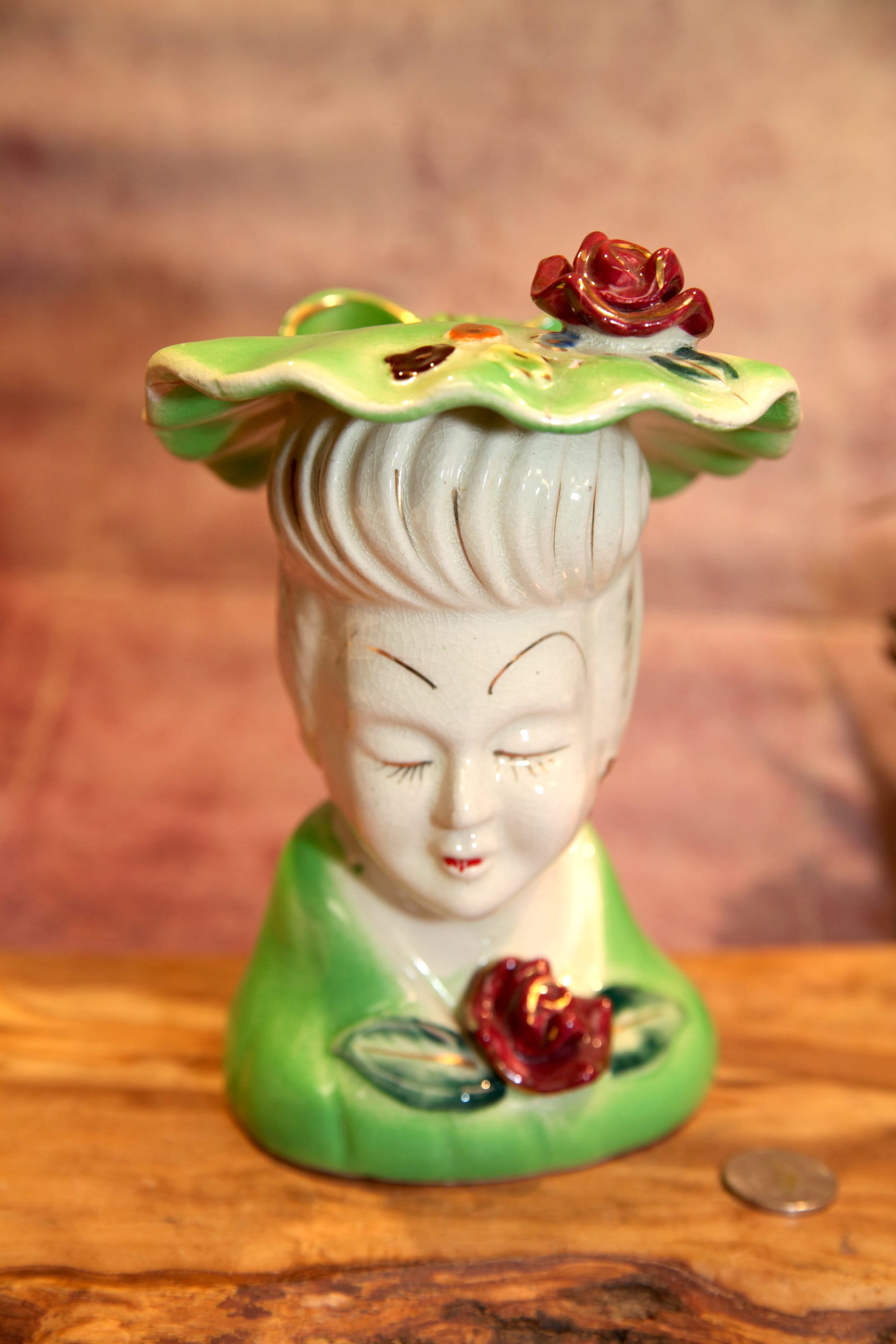 Vintage Ceramic Lady's Head Vase Planter 6.5' | Etsy