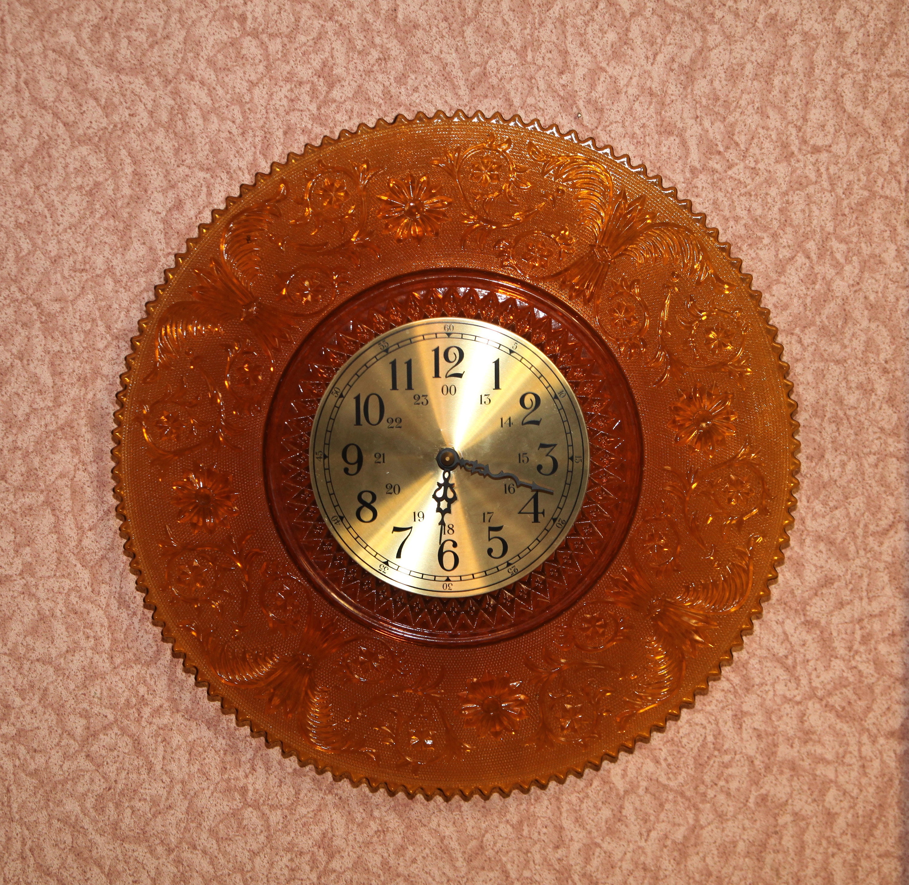 Vintage Tiara Ware Depression Glass Amber Daisy Print Glass | Etsy