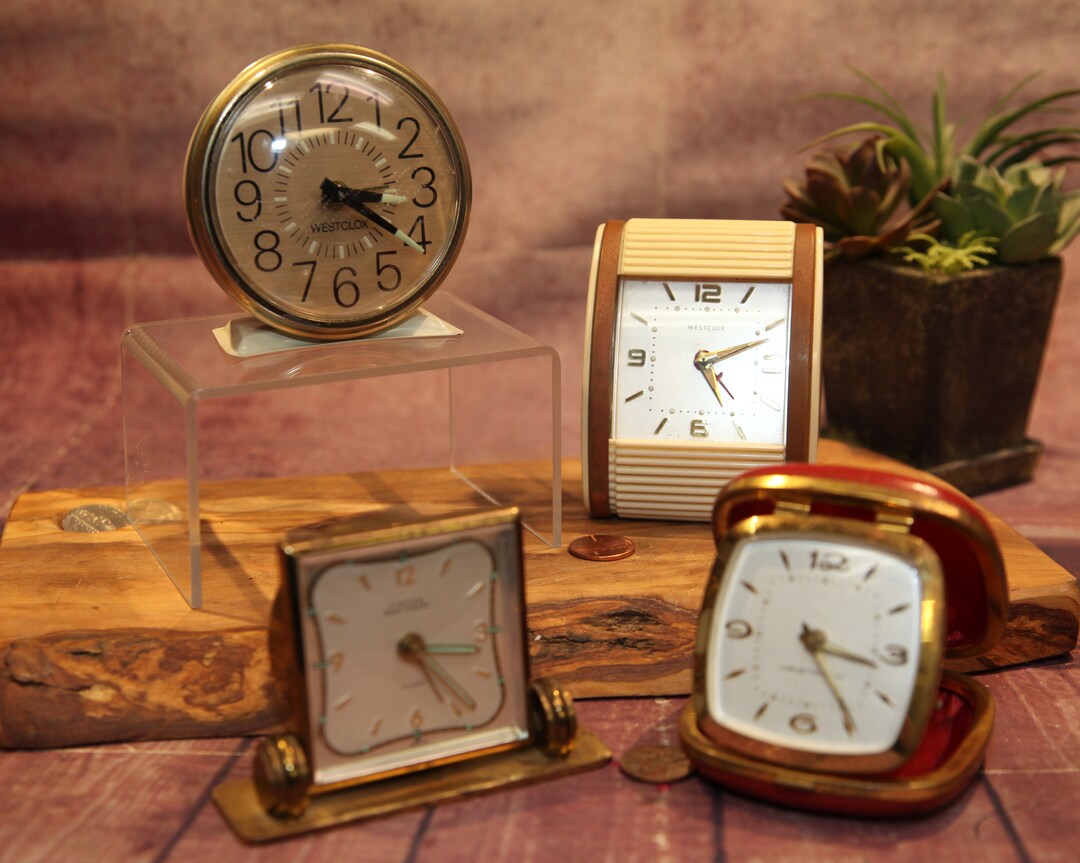 Vintage Group of 4 Non Working Small Clocks,westcloc, Linden, Travel ...