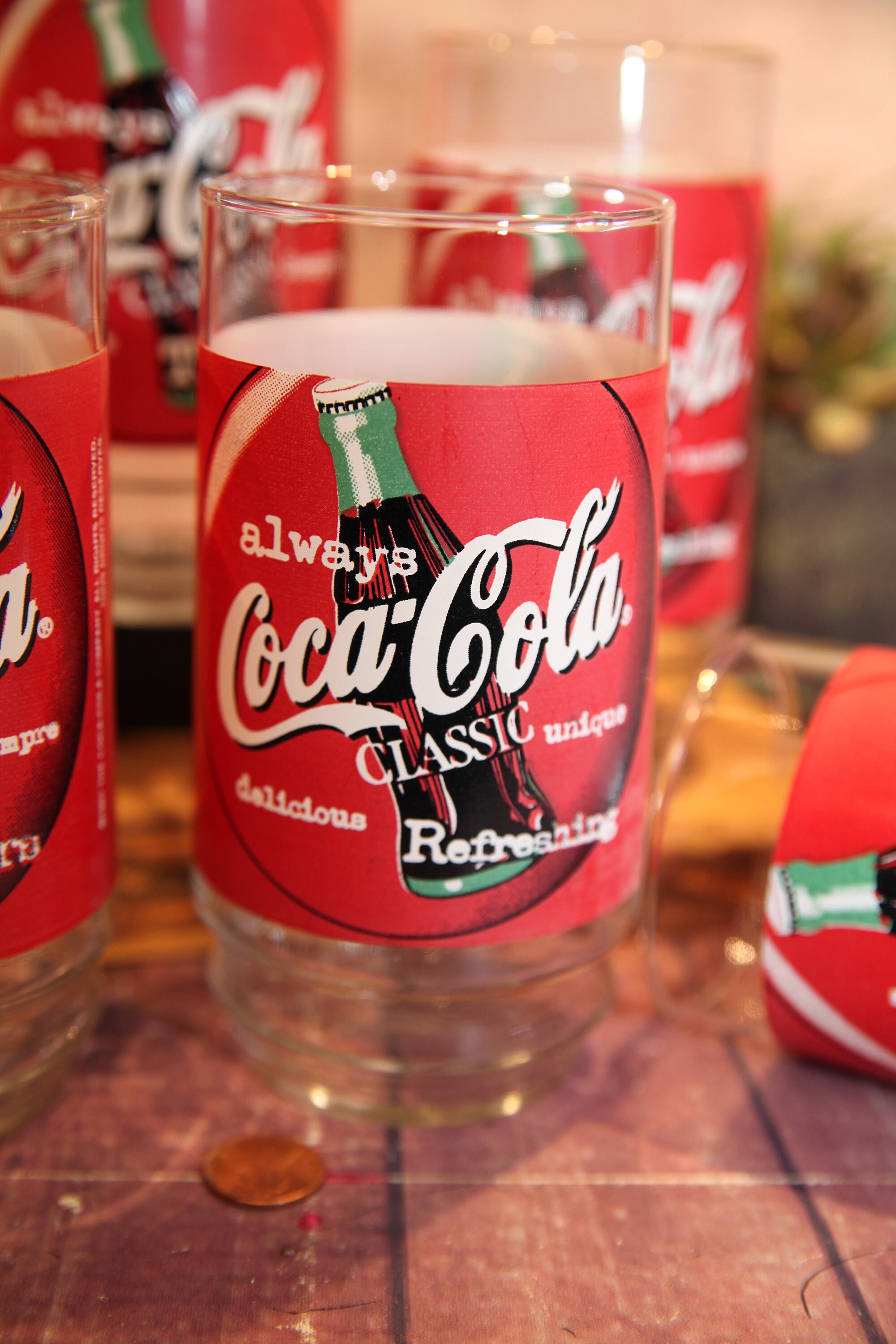Set of 6 Vintage Coca Cola Glasses, Drinking Glasses, Coke Tumblers ...
