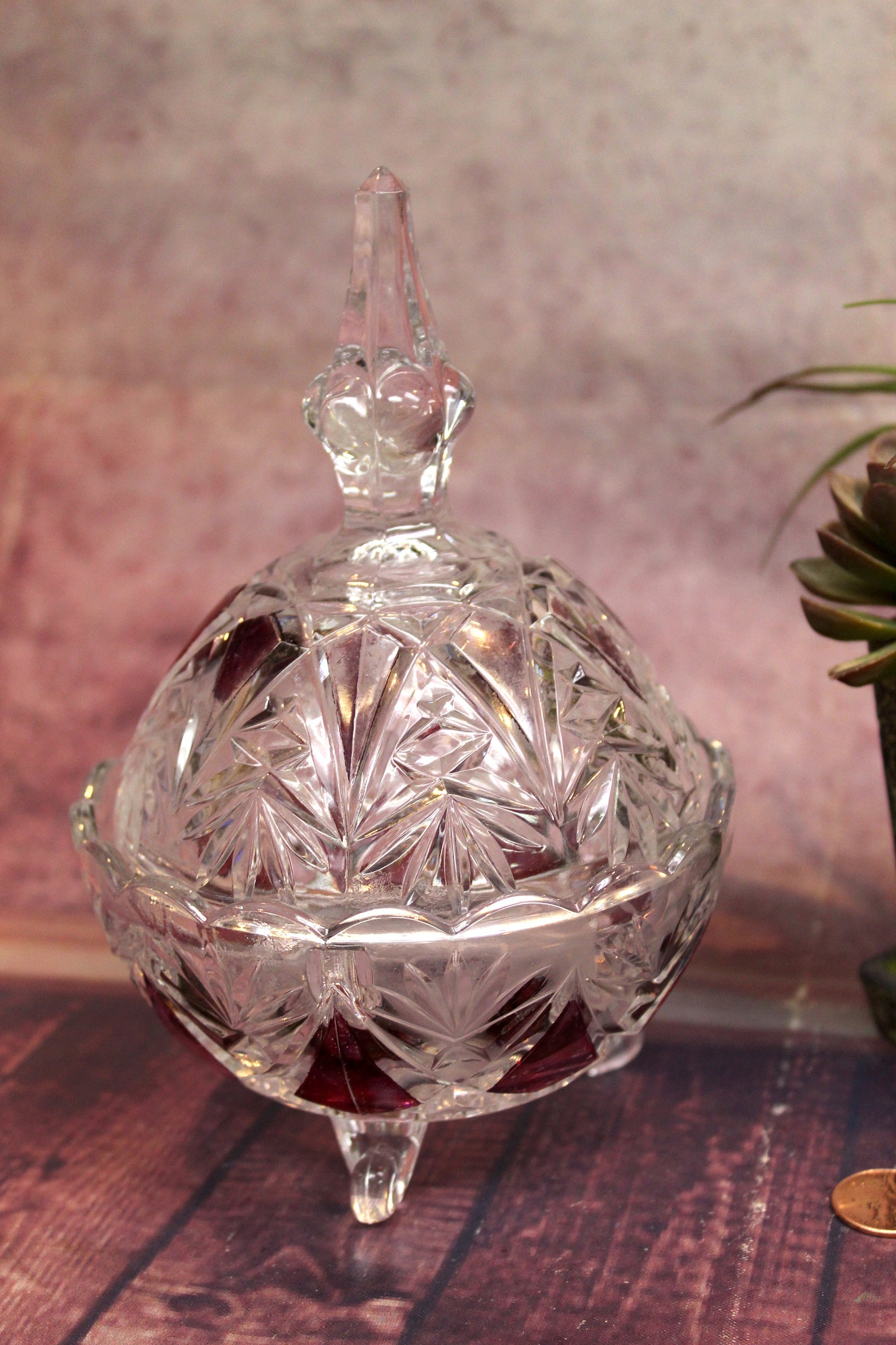 Vintage Crystal Ball Shape 3 Footed Covered Candy Dish - Etsy