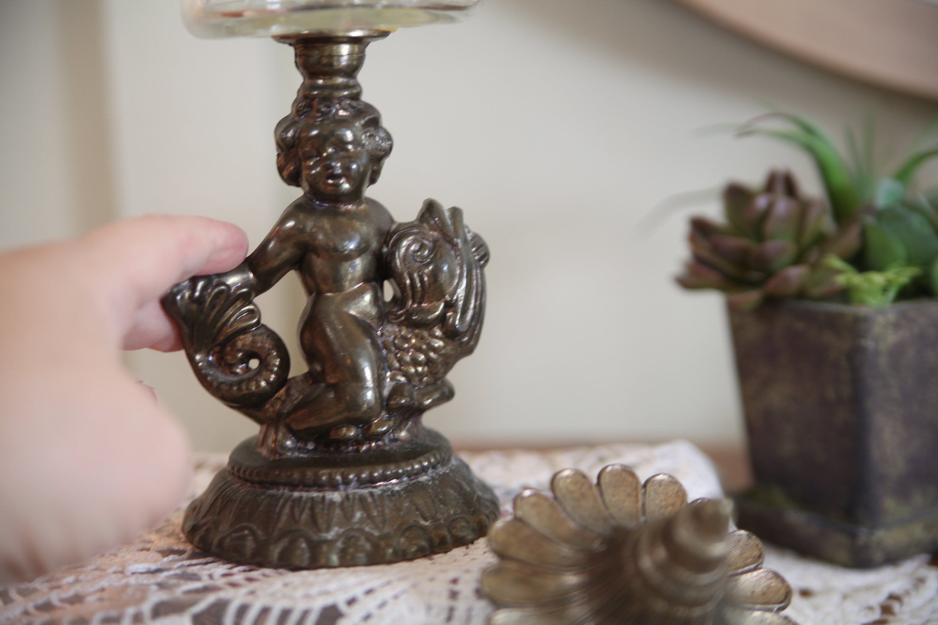 Vintage Antique Kintaro Boy Riding Koi Fish Vanity Figurine | Etsy