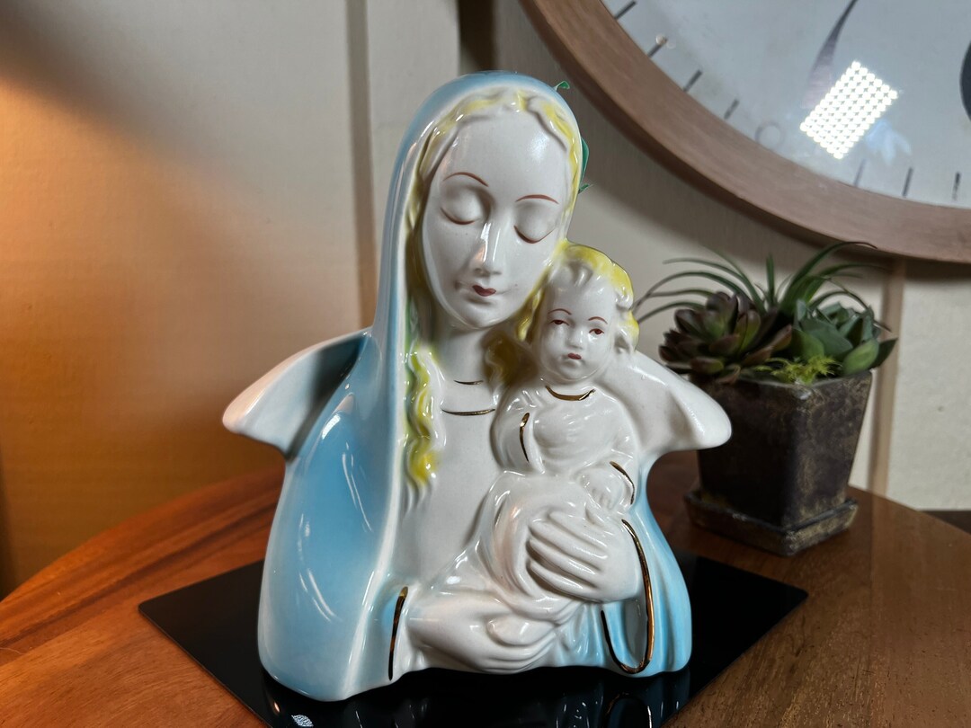 Vintage, Ceramic, Large, Virgin Mary, Blessed Mother, Holding Baby ...