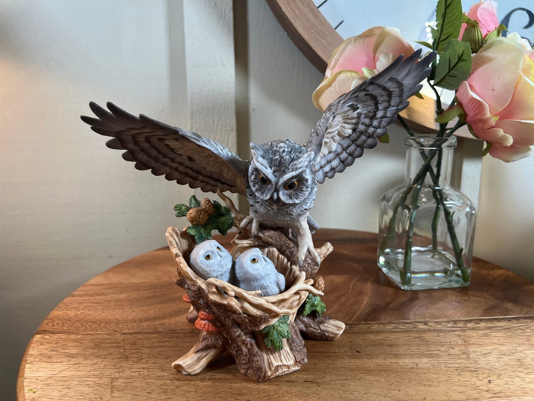Homeco, Owl and Owlets, Screech Owl, 1993, SHELTERING WINGS, 1391 ...