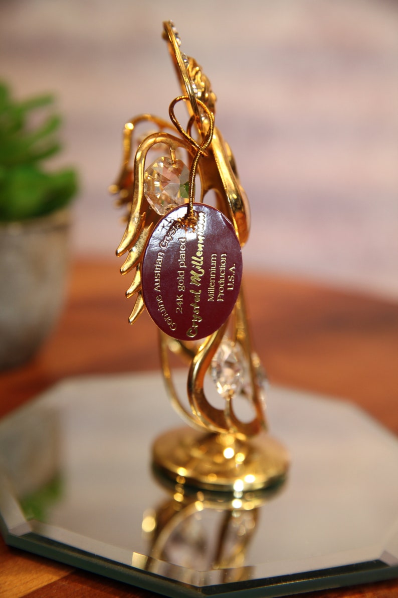 24K GOLD PLATED Genuine Austrian Crystal Millennium Angel Figurine ...