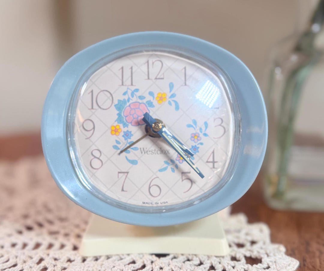 Vintage, Baby Ben, Powder Blue and White, Wind-up Alarm Clock Made in ...