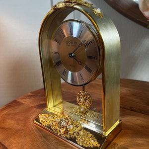 Vintage, Danbury Company, Pendulum Desk Clock, Brass, Quartz. Mantle ...
