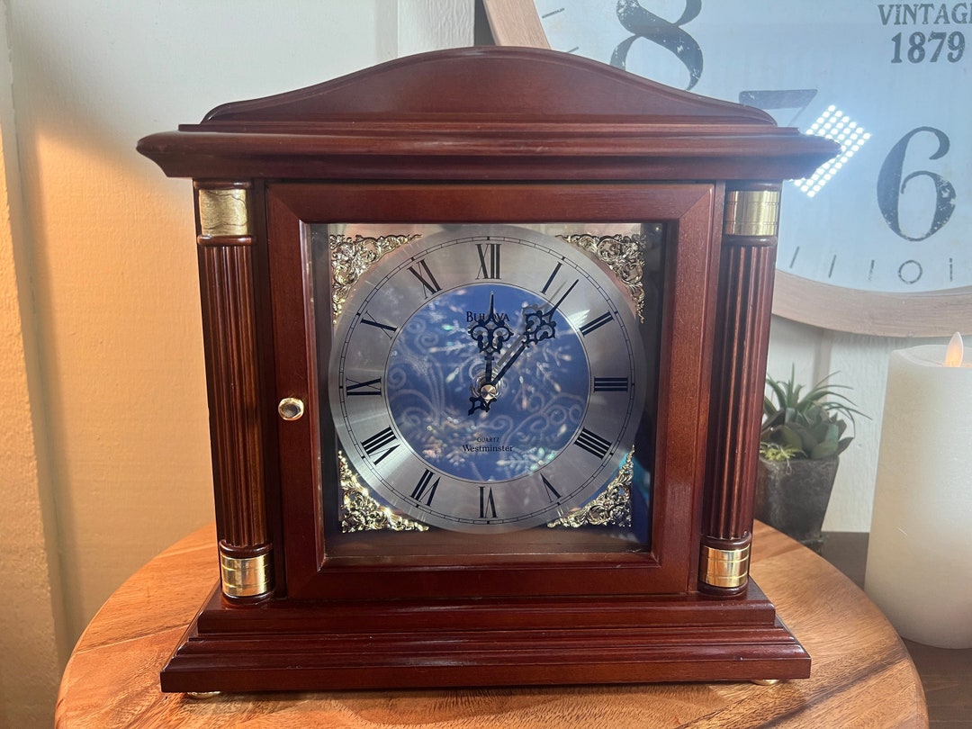 Vintage, Decorative Face, Bulova, Square Mantel Clock, Quartz, 12 ...