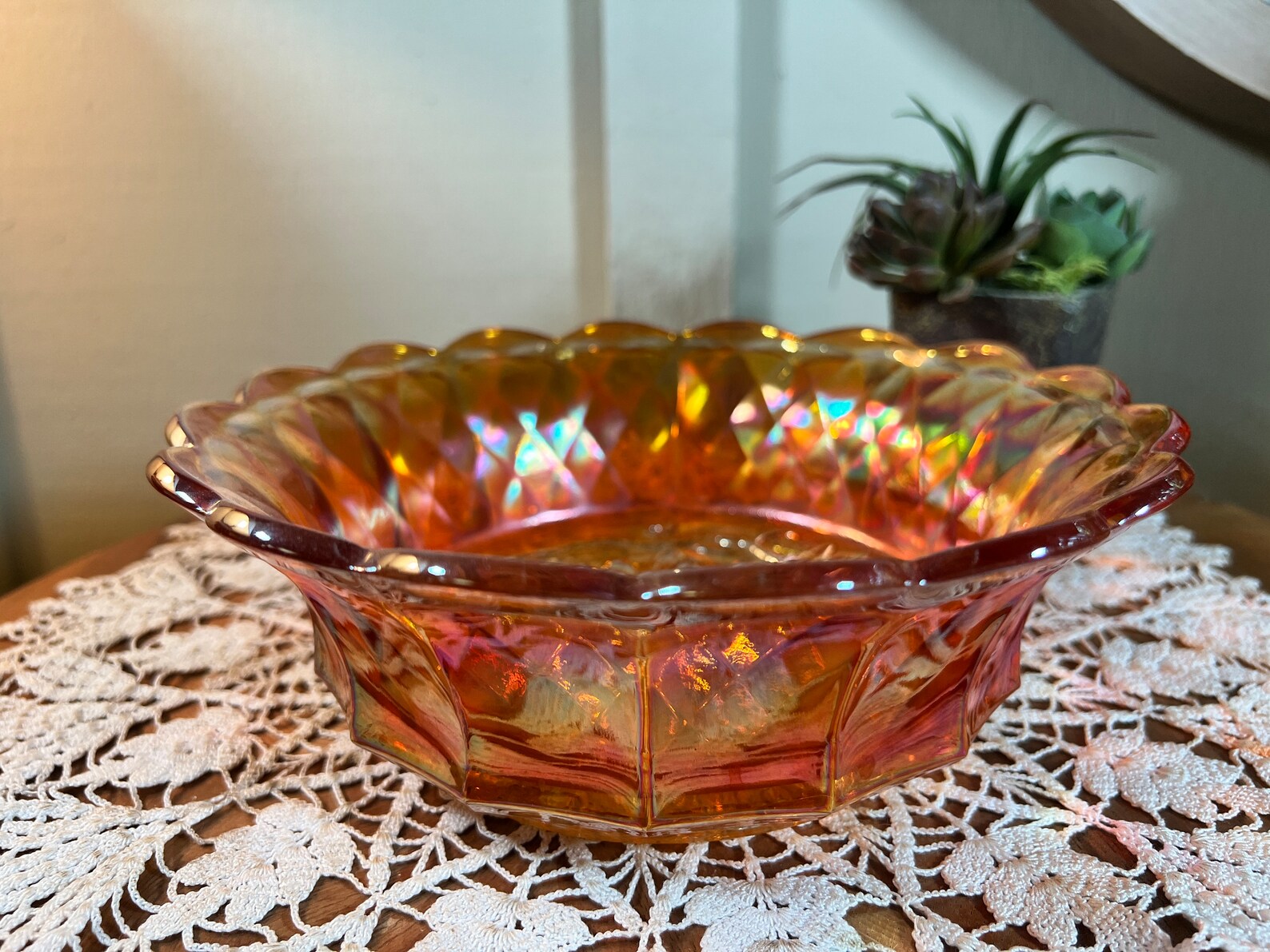 Vintage, Fenton, “grapes, Grape Vine” Marigold, Iridescent, 9” Carnival ...