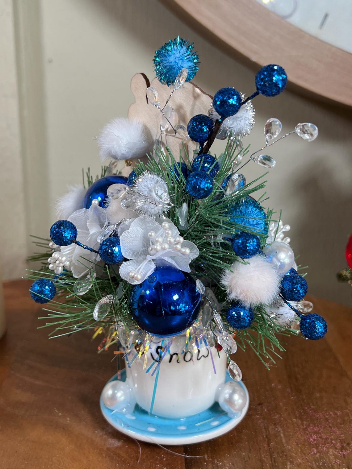 Vintage Kids Sledding, Snowman Tea Cup, Christmas Arrangement ...