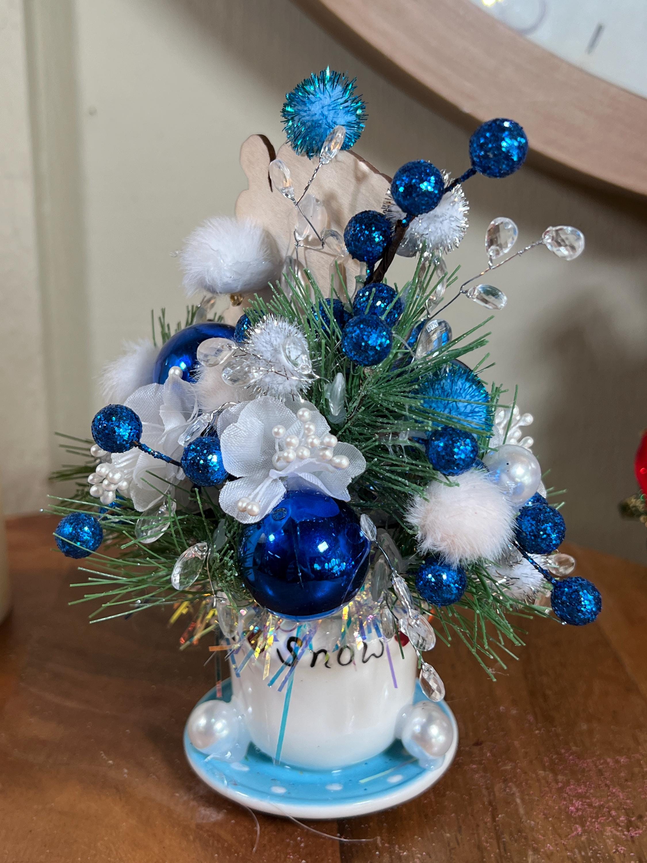 Vintage Kids Sledding, Snowman Tea Cup, Christmas Arrangement ...