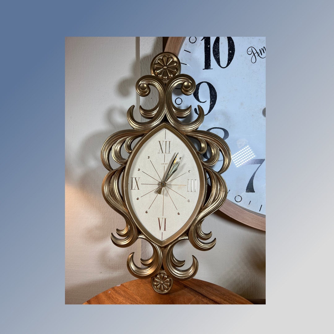 Vintage, Welby Clock Co., Ornate Gold Swirl, Quartz, Wall Clock, 1770's ...