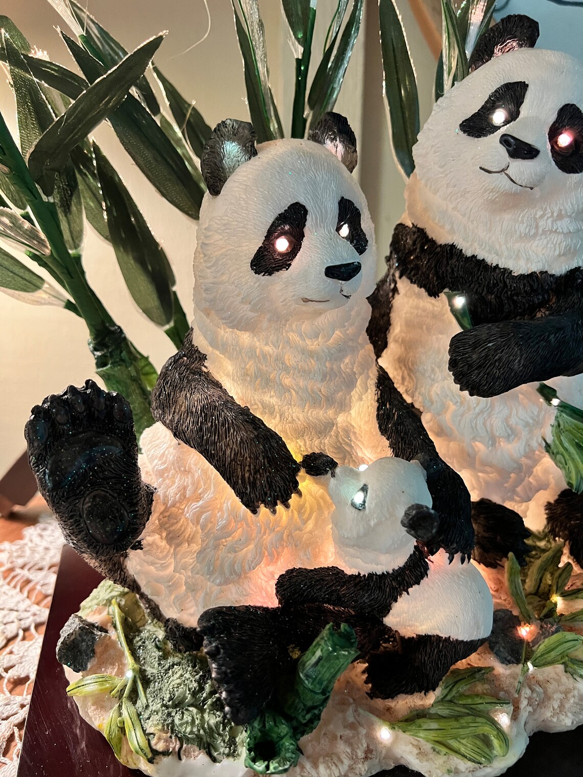 Vintage Fiber Optic Panda Bear Family Light Color Changing - Etsy