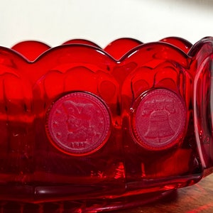 Rare, Vintage Fostoria Ruby Red Coin Glass Oval Dish / Bowl 9 Long ...