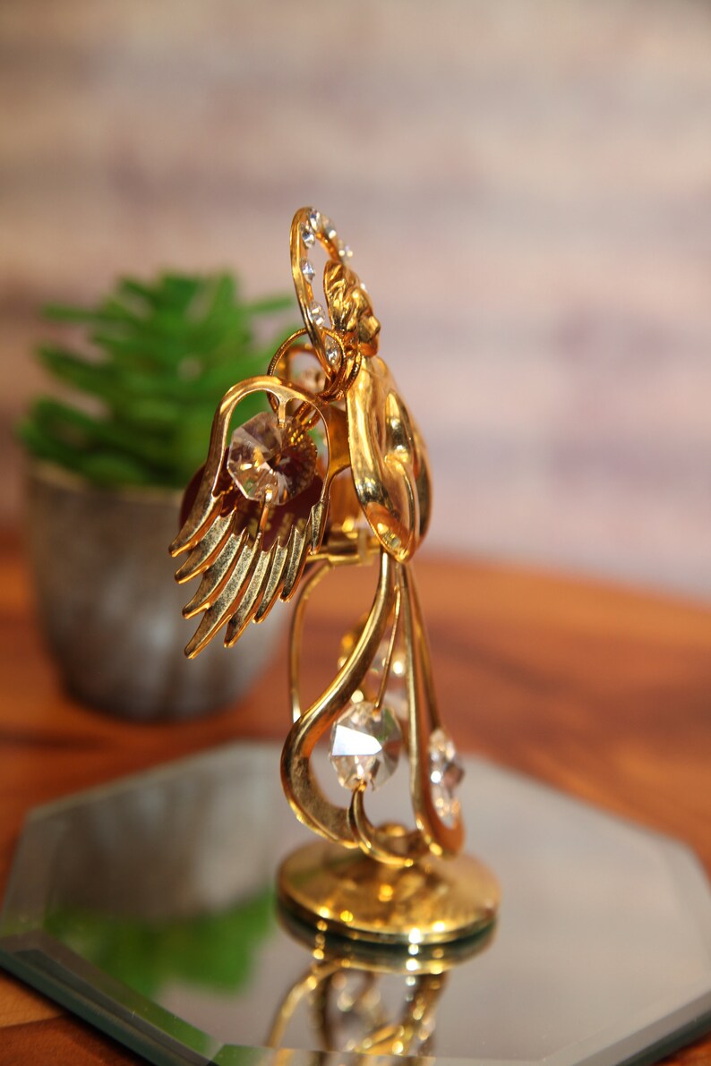 24K GOLD PLATED Genuine Austrian Crystal Millennium Angel | Etsy