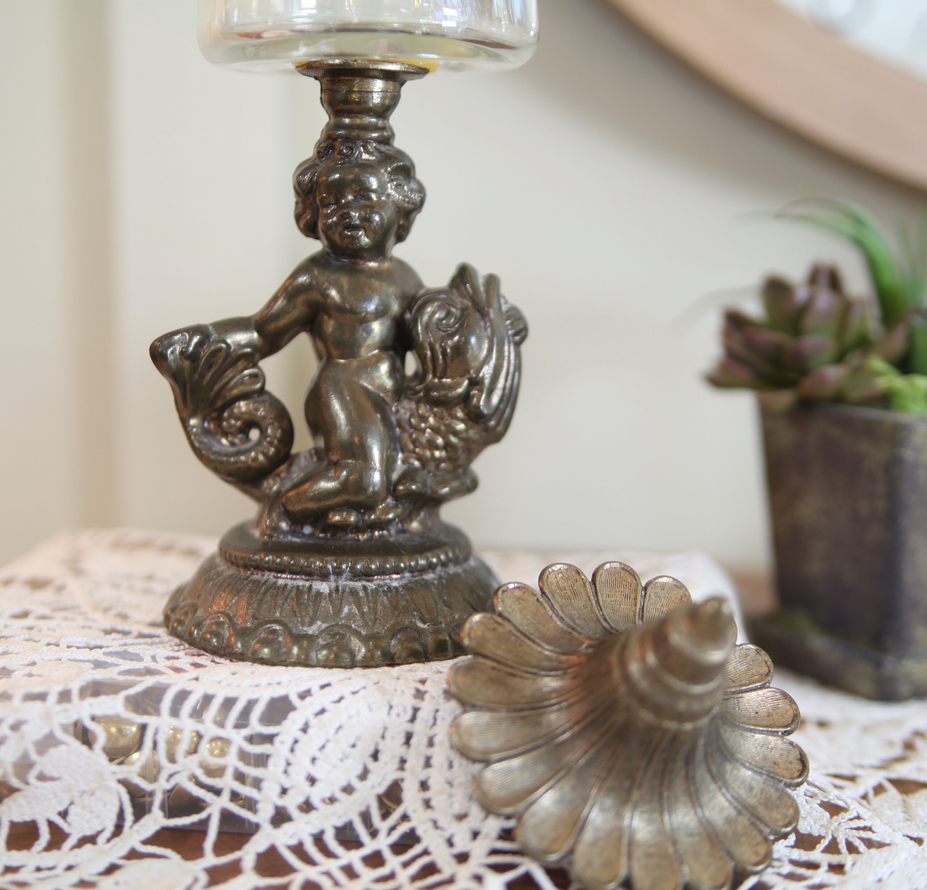 Vintage Antique Kintaro Boy Riding Koi Fish Vanity Figurine | Etsy