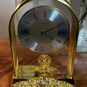 Vintage, Danbury Company, Pendulum Desk Clock, Brass, Quartz. Mantle ...