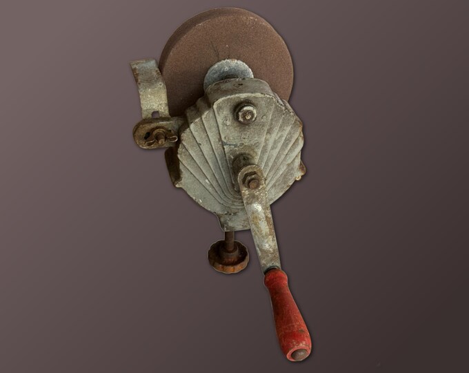 Antique, GENEWA, Bench Grinder, Art Deco, Clamp On, Hand Crank, 4 1/2 ...