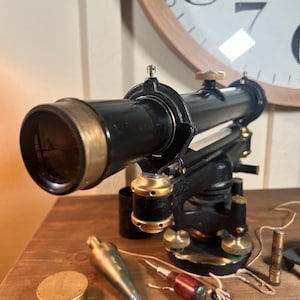 Antique Surveyors Transit Level, in Wood Box, Heller & Brightly, Brass ...