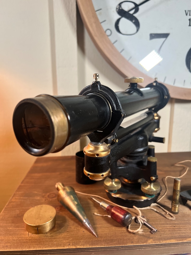 Antique Surveyors Transit Level, in Wood Box, Heller & Brightly, Brass ...