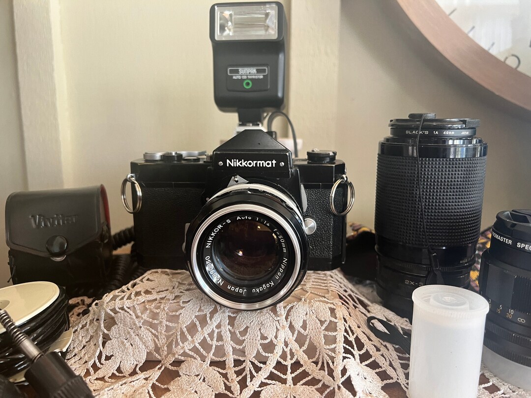 Camera Nikon Nikkormat FT, 35mm, SLR, Camera Set, 3 Lens, Flash, 1970 ...
