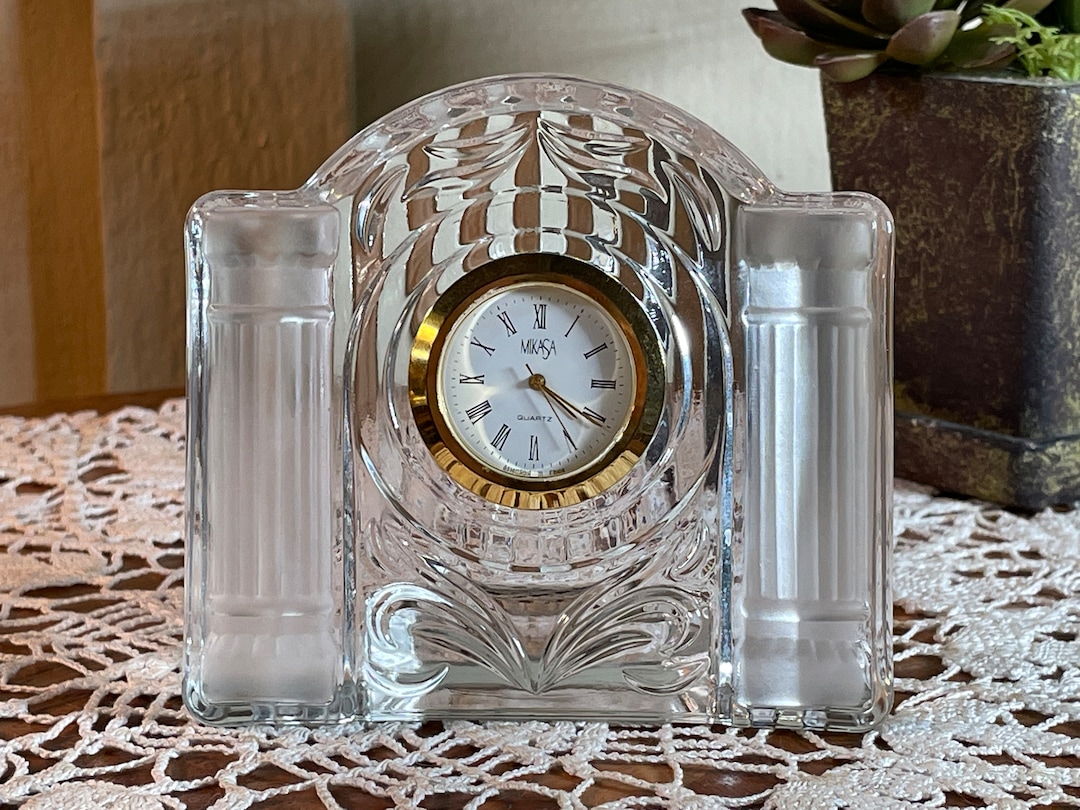 Vintage Mikasa Crystal Clock, Quartz, Accent Clock,dresser, Boudoir ...