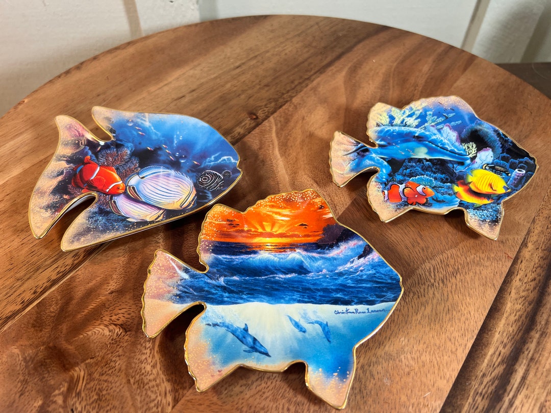 Bradford Exchange, Rainbow Reef Fish Collection, Plates, Lassen, Set of ...
