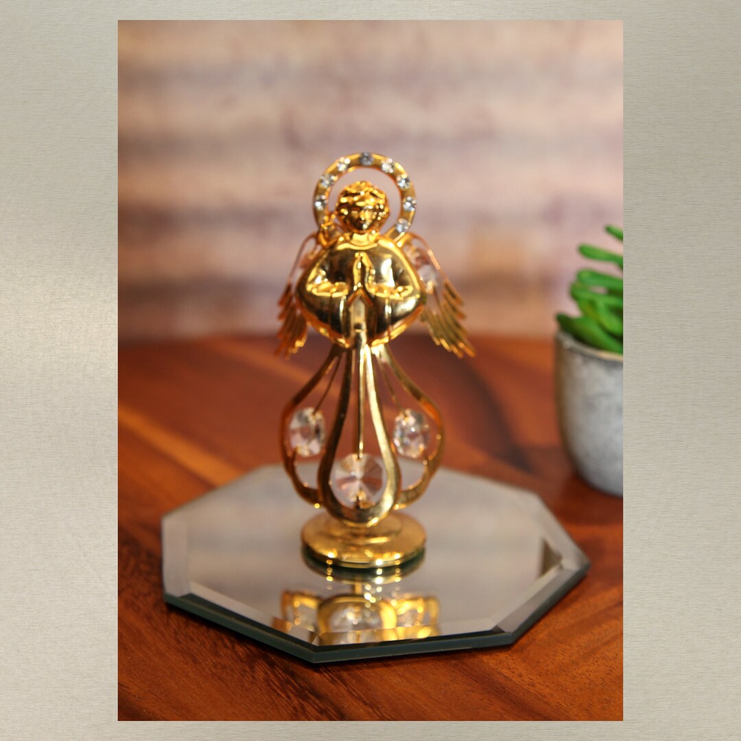 24K GOLD PLATED Genuine Austrian Crystal Millennium Angel Figurine ...