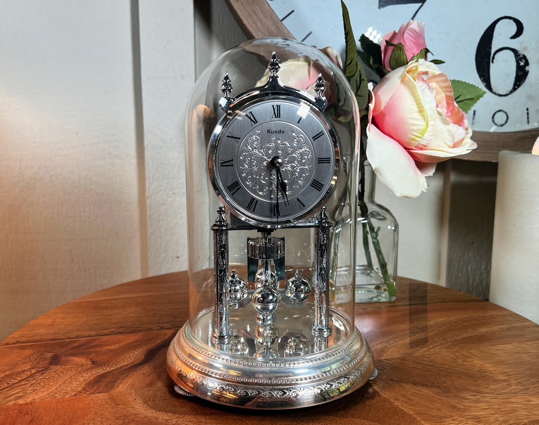 Vintage KUNDO German Anniversary Clock 9 Inch Glass Dome - Etsy