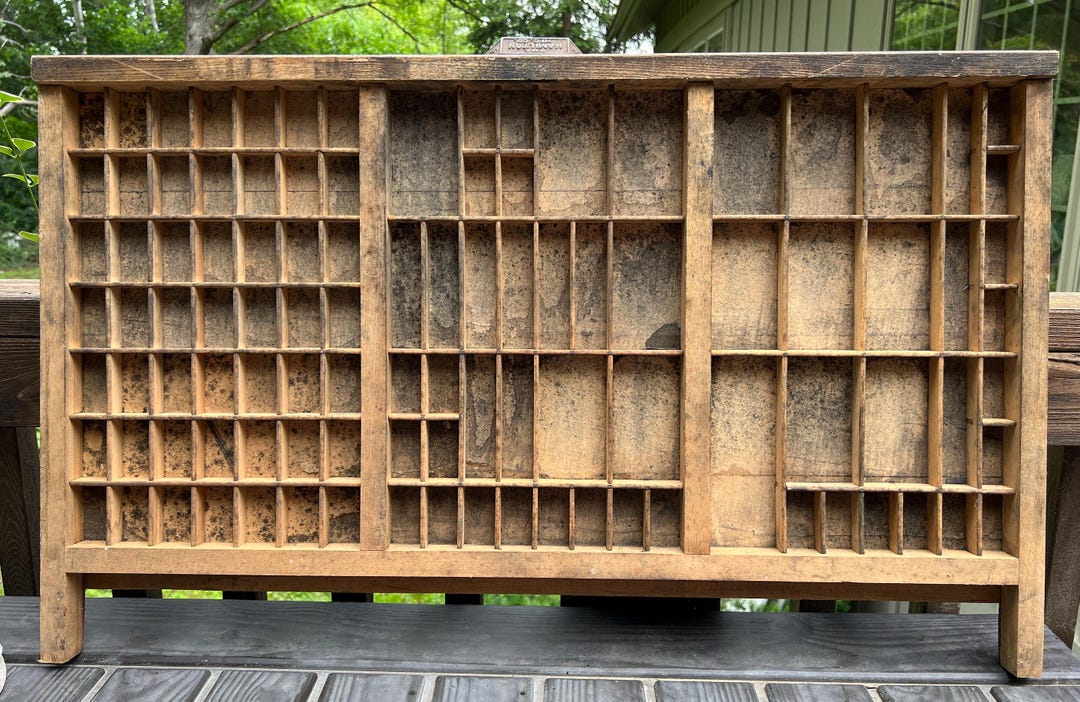 Antique, Wood Printers Box, Type Set Drawer, Tray, Shadow Box, Display ...