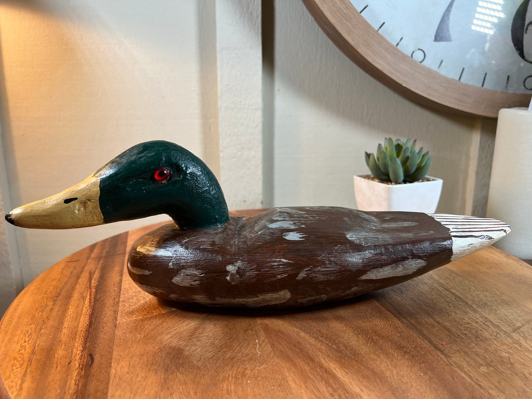 Vintage, Duck Decoy, Mallard, Wood Duck Decoy, Hand Carved, Signed by ...