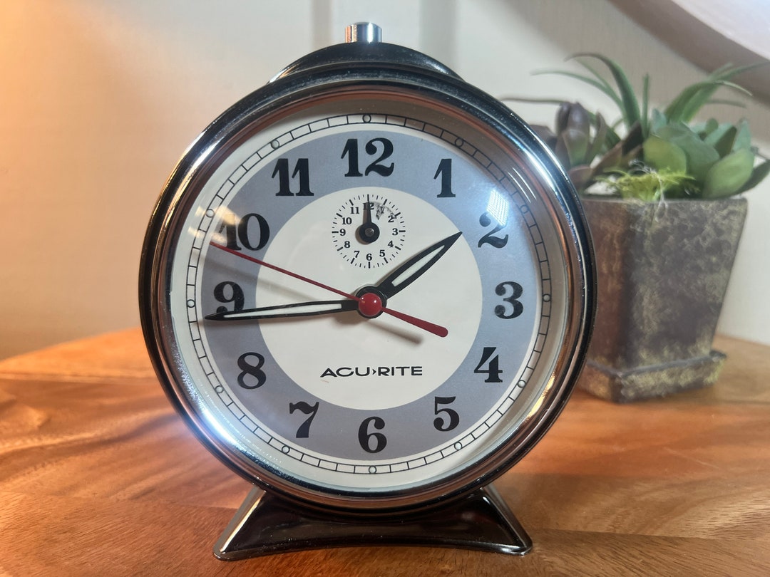 Vintage Acu-rite Alarm Clock Metal Silver Wind Up - Etsy