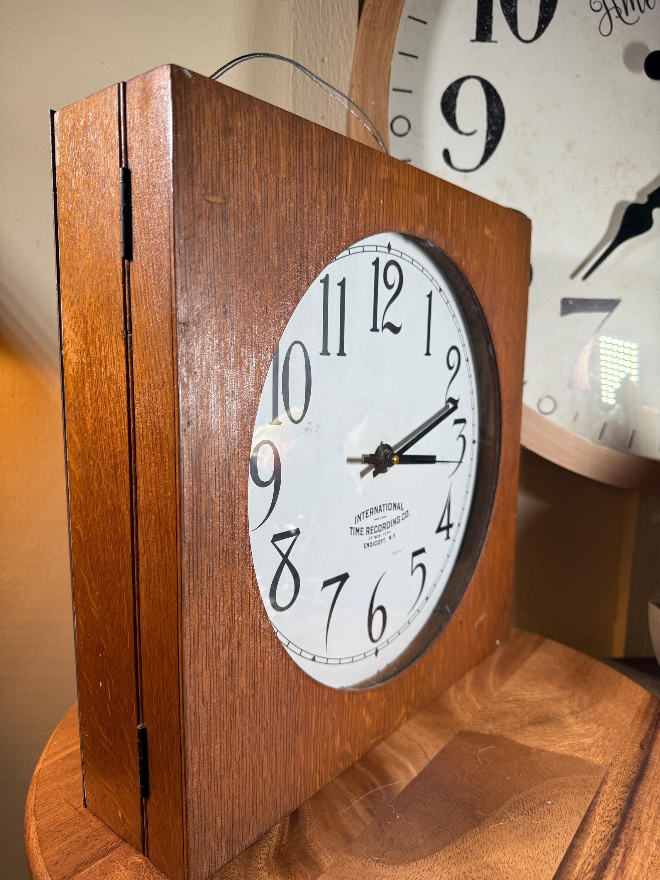 Antique, School House Clock, Wood, Wall Clock, Industrial ...