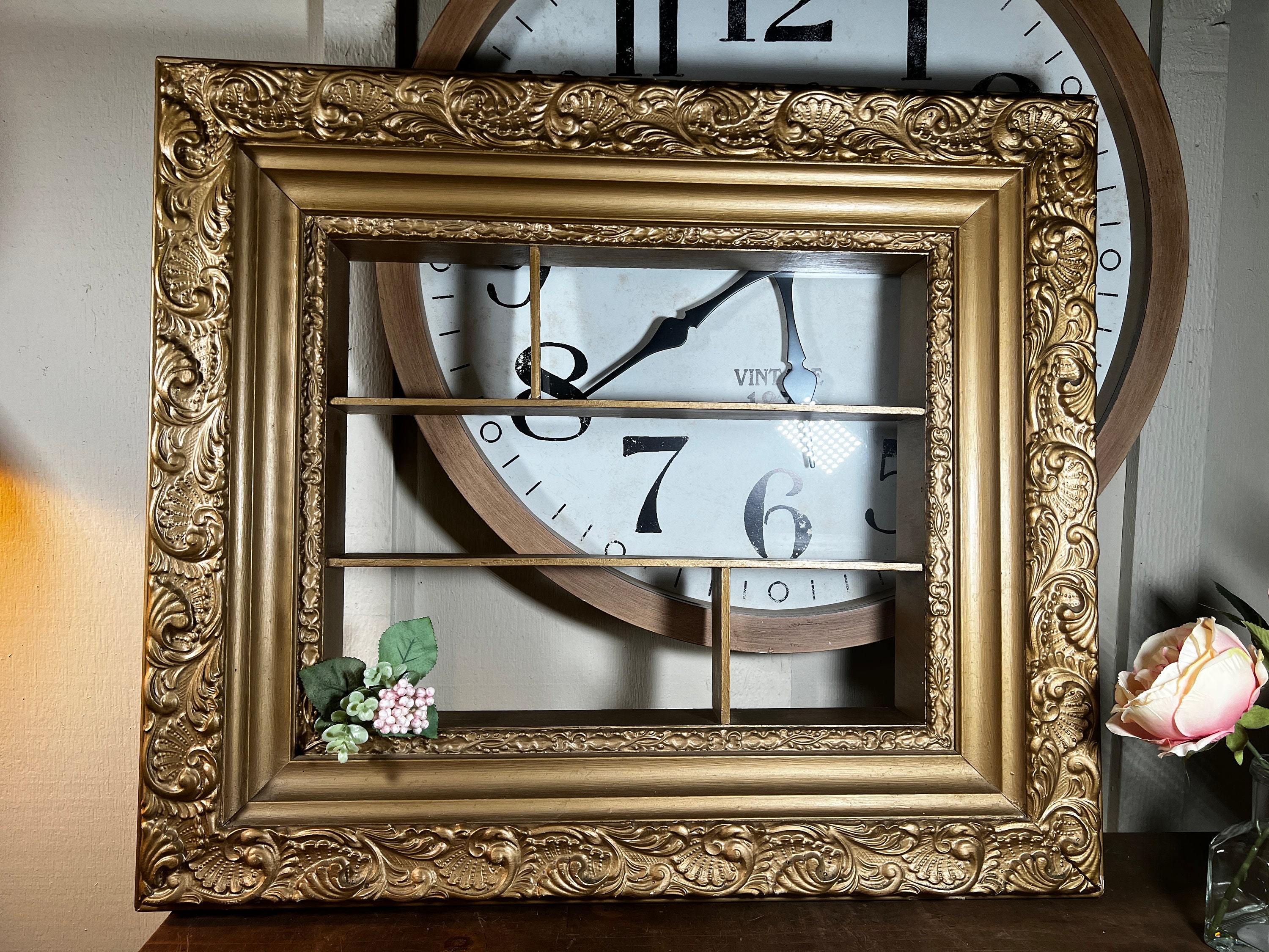 Vintage, Large Ornate Shadow Box, Wall Hanging, Gold, Baroque, Wood ...